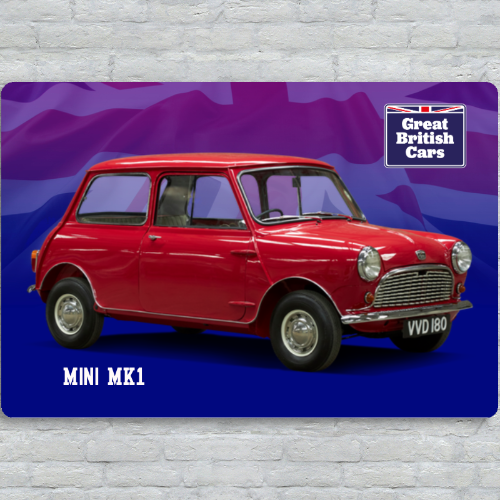 Mini MK1 Metal Plate Print 30cm x 20cm - Great British Car Journey