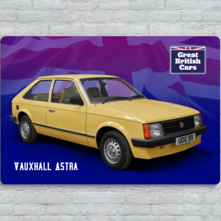 Vauxhall Astra Metal Plate Print 30cm x 20cm - Great British Car Journey