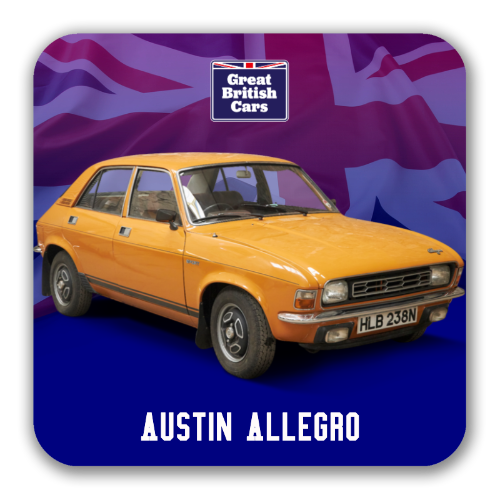 Austin Allegro Square Coasters with Cork Back - Great British Car Journey