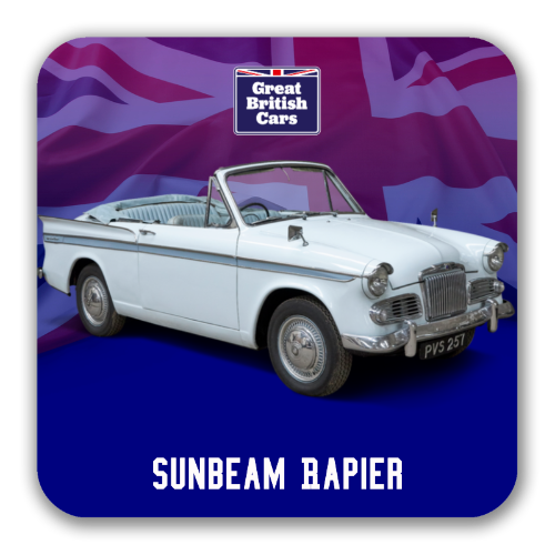Sunbeam Rapier Square Coasters with Cork Back - Great British Car Journey