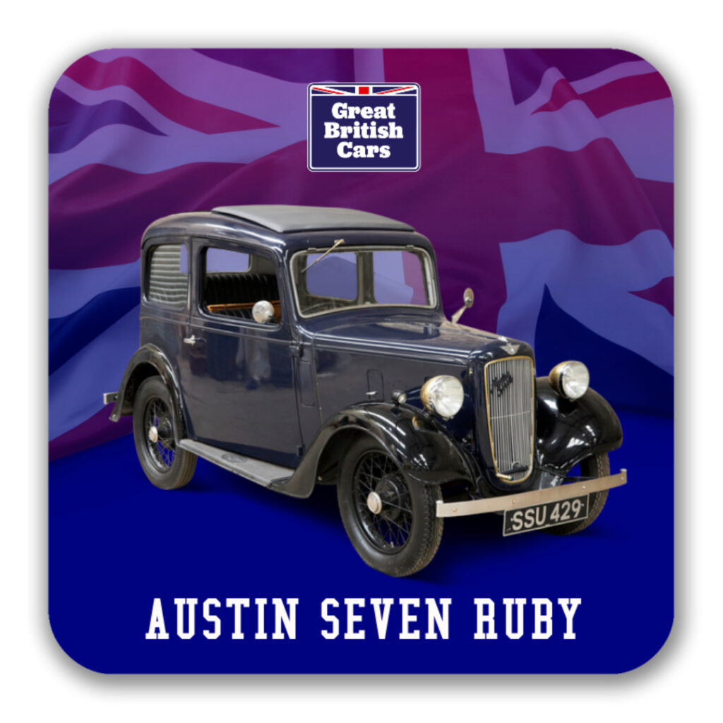 Austin Seven Ruby Square Coasters with Cork Back - Great British Car ...